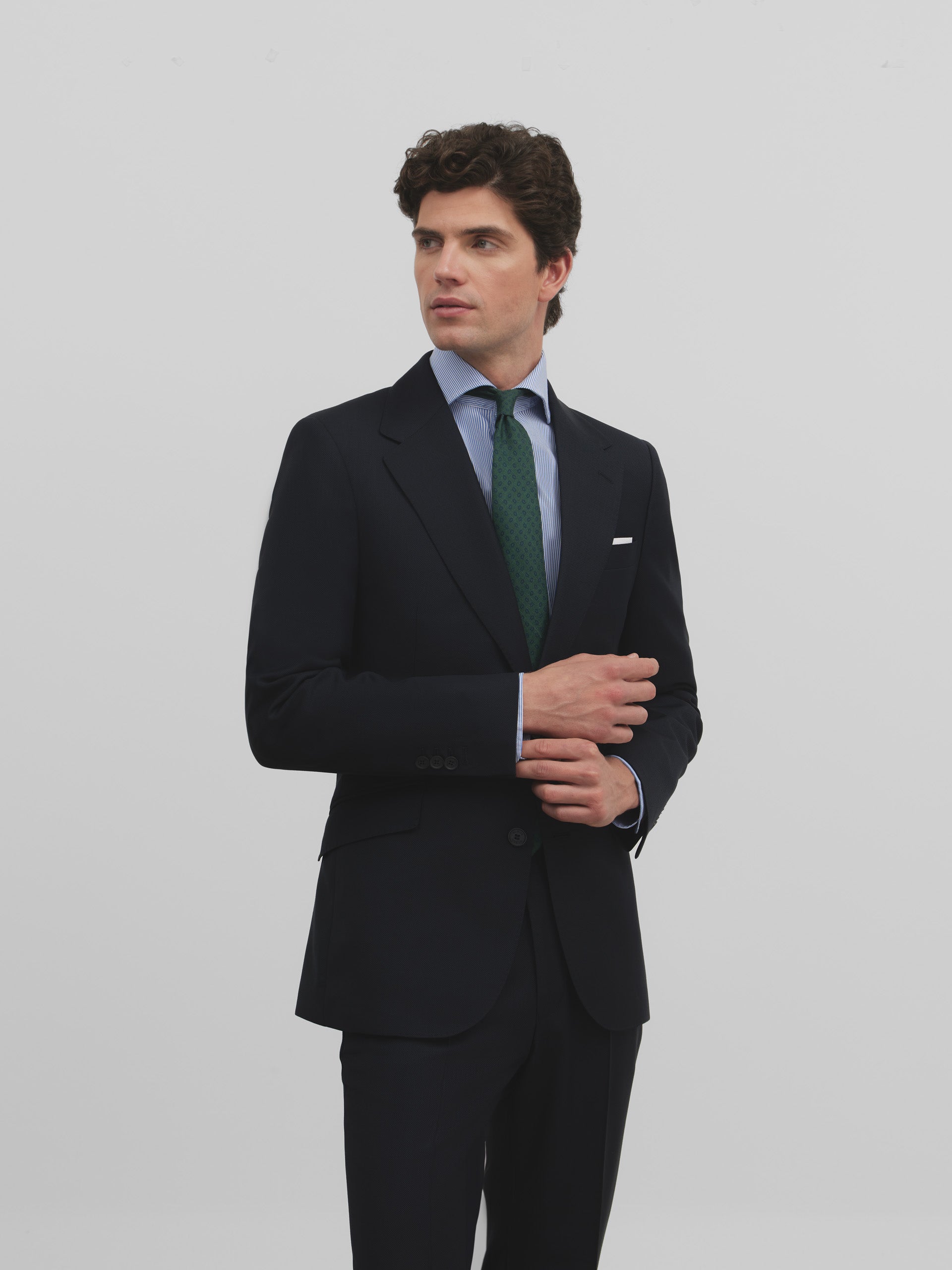 Navy bird's eye blazer suit