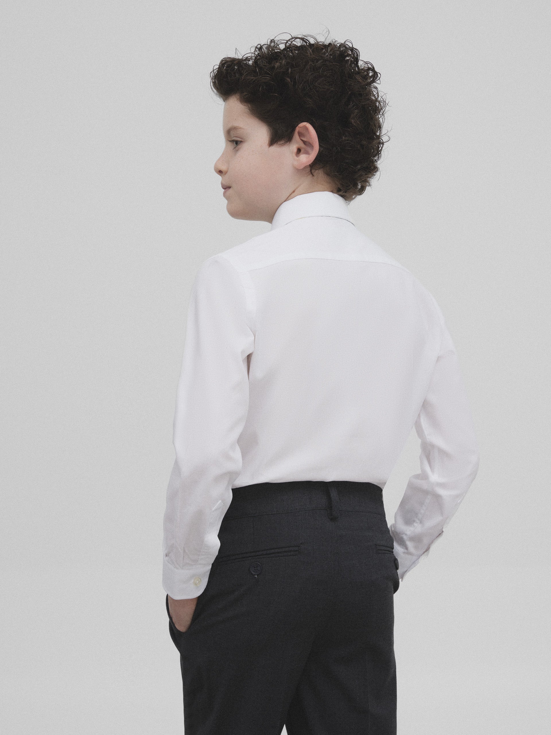 Camisa vestir kids puño simple blanca