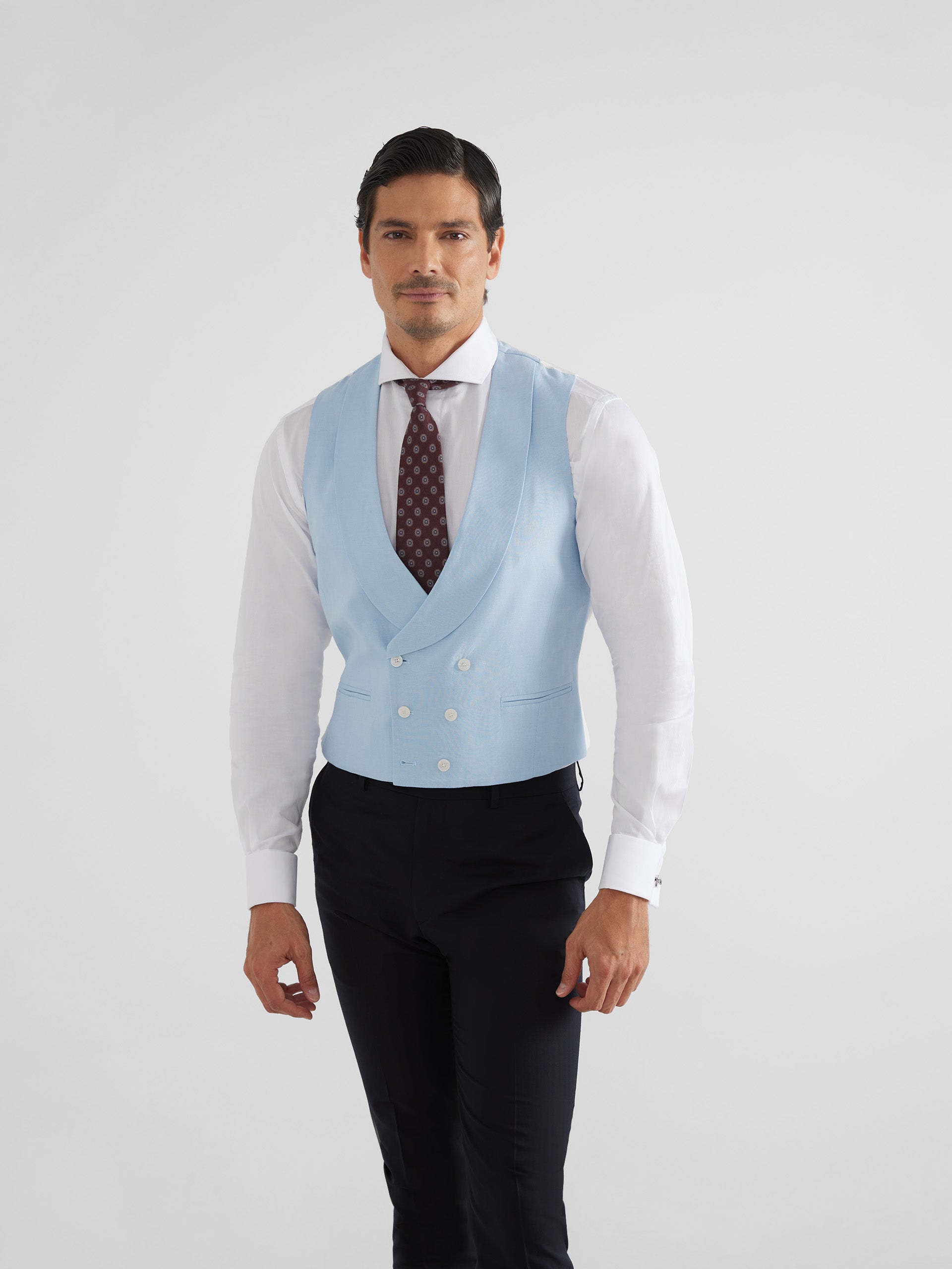 Chaleco chaque cuello redondo celeste