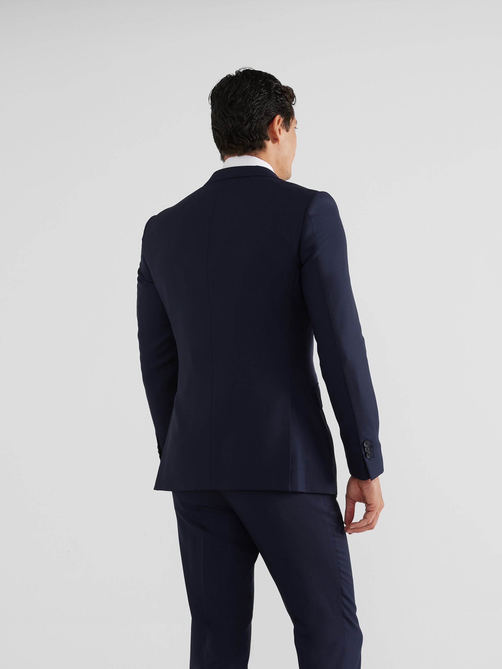 Navy blue structured suit jacket