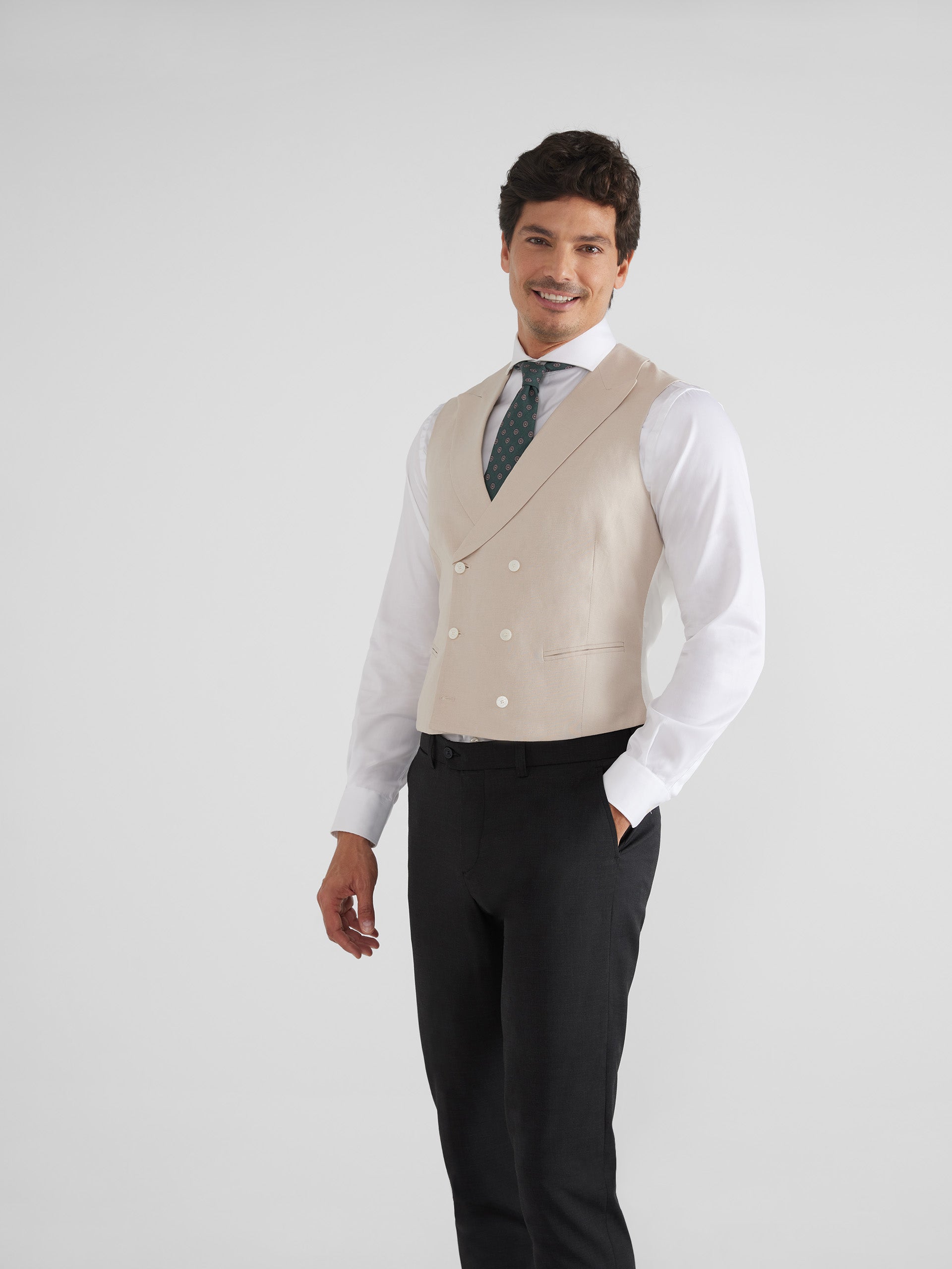 Chaleco chaque clasico gris perla