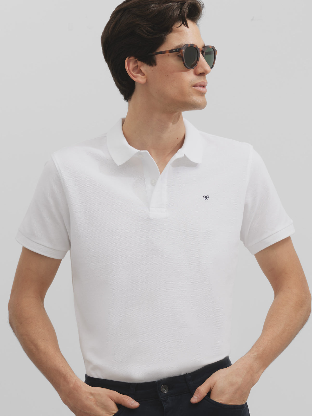 Polo clasico liso blanco