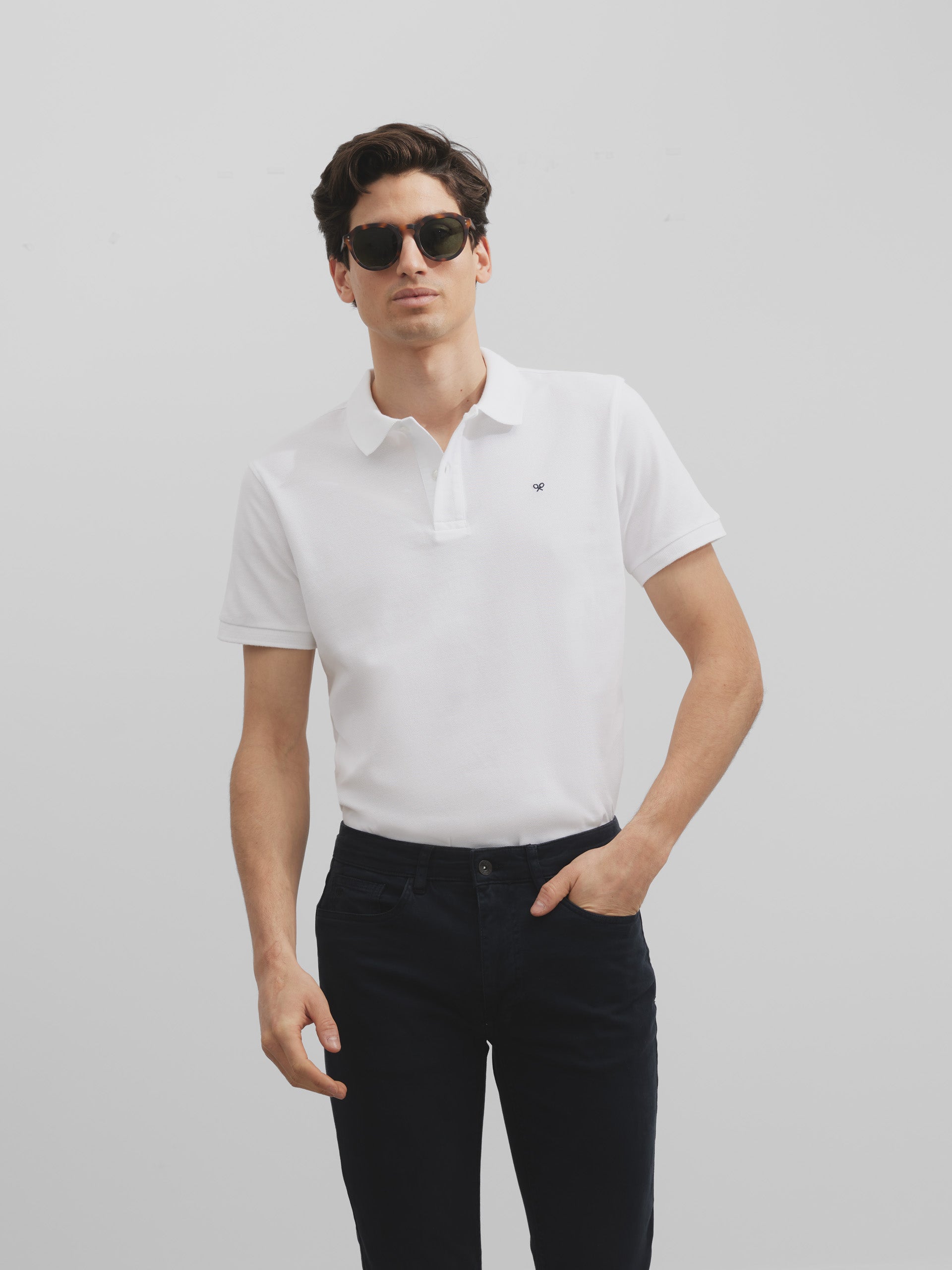 Classic plain white polo shirt