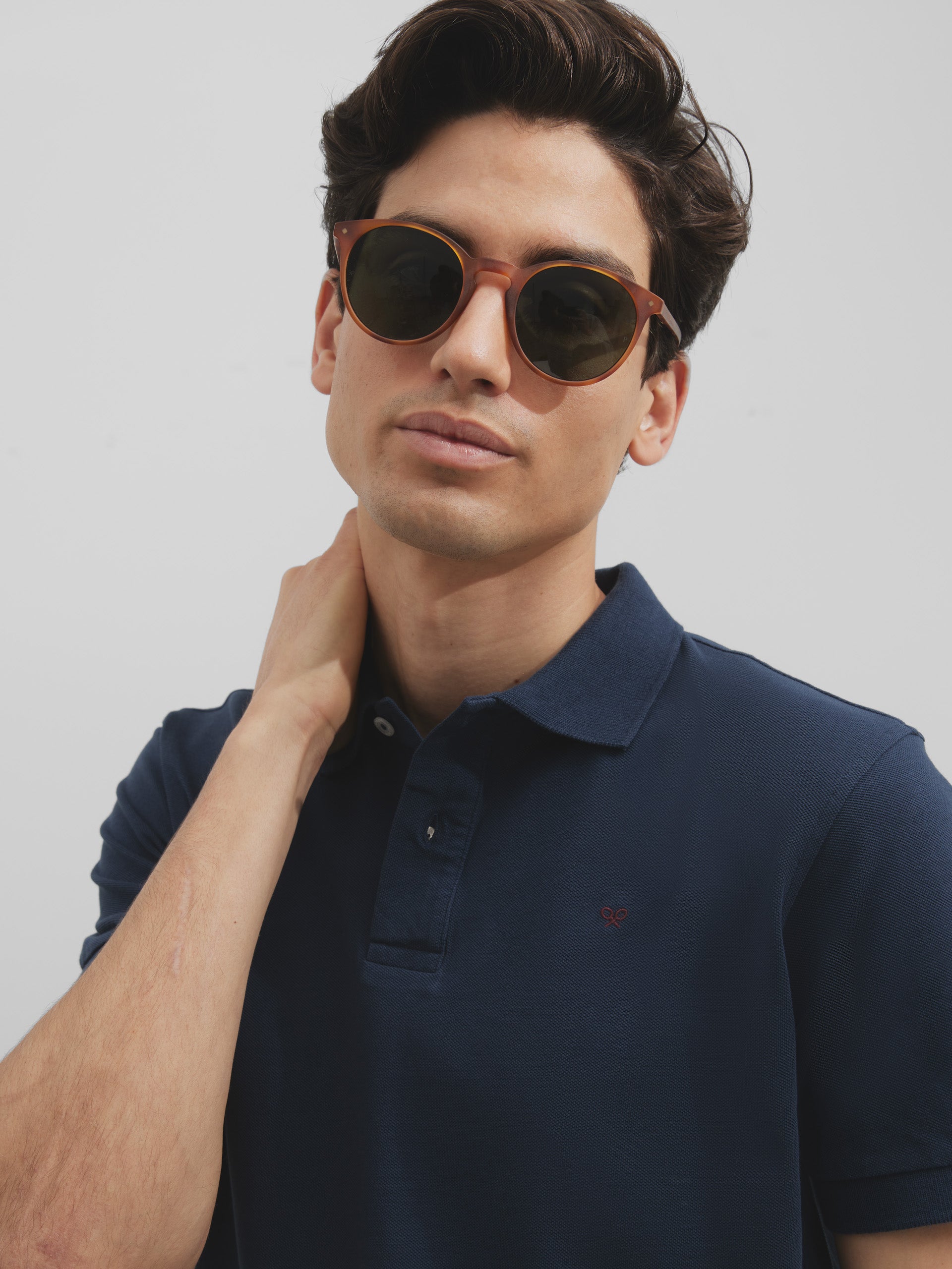Classic plain navy blue polo shirt