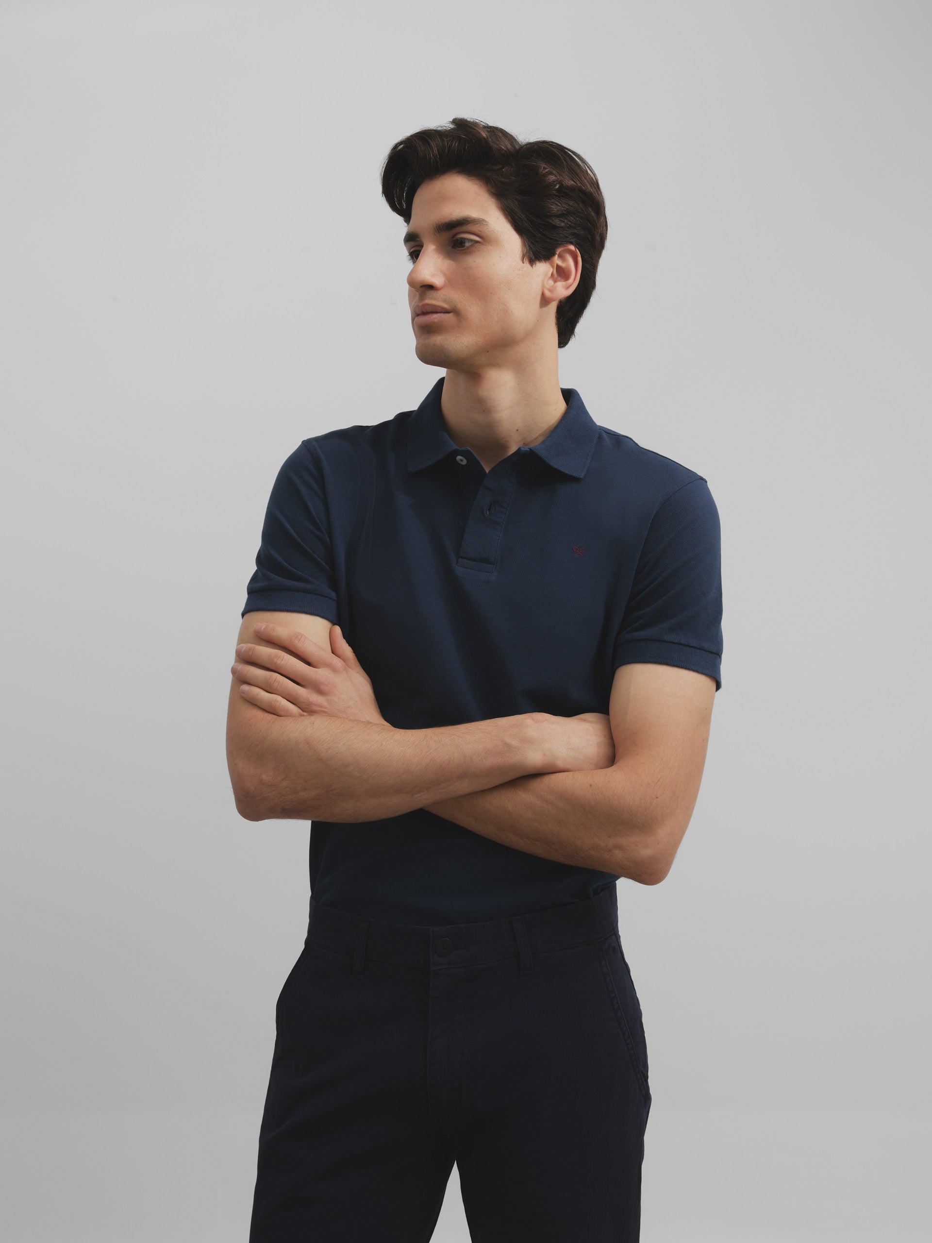 Polo clasico liso azul marino