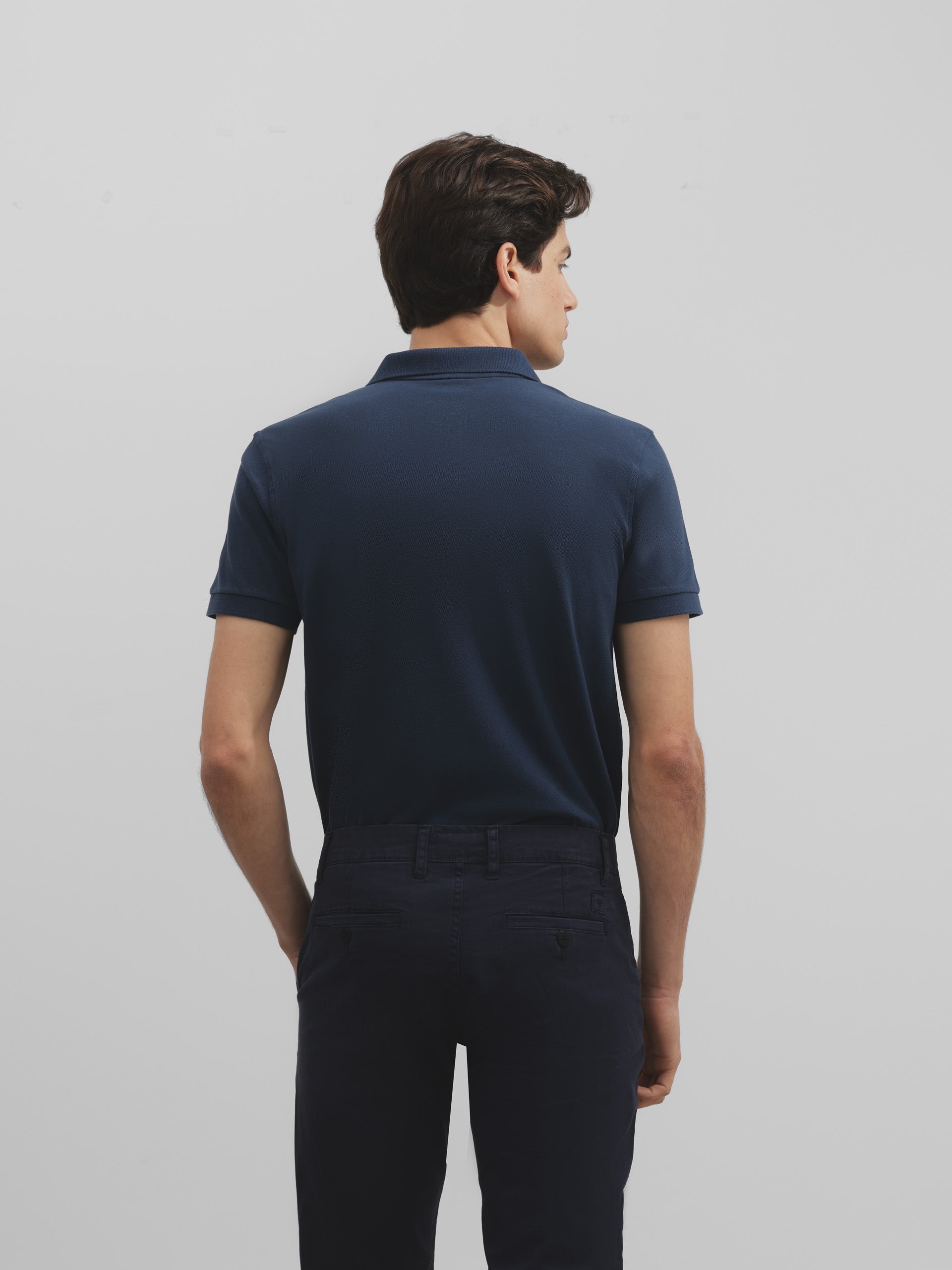 Classic plain navy blue polo shirt