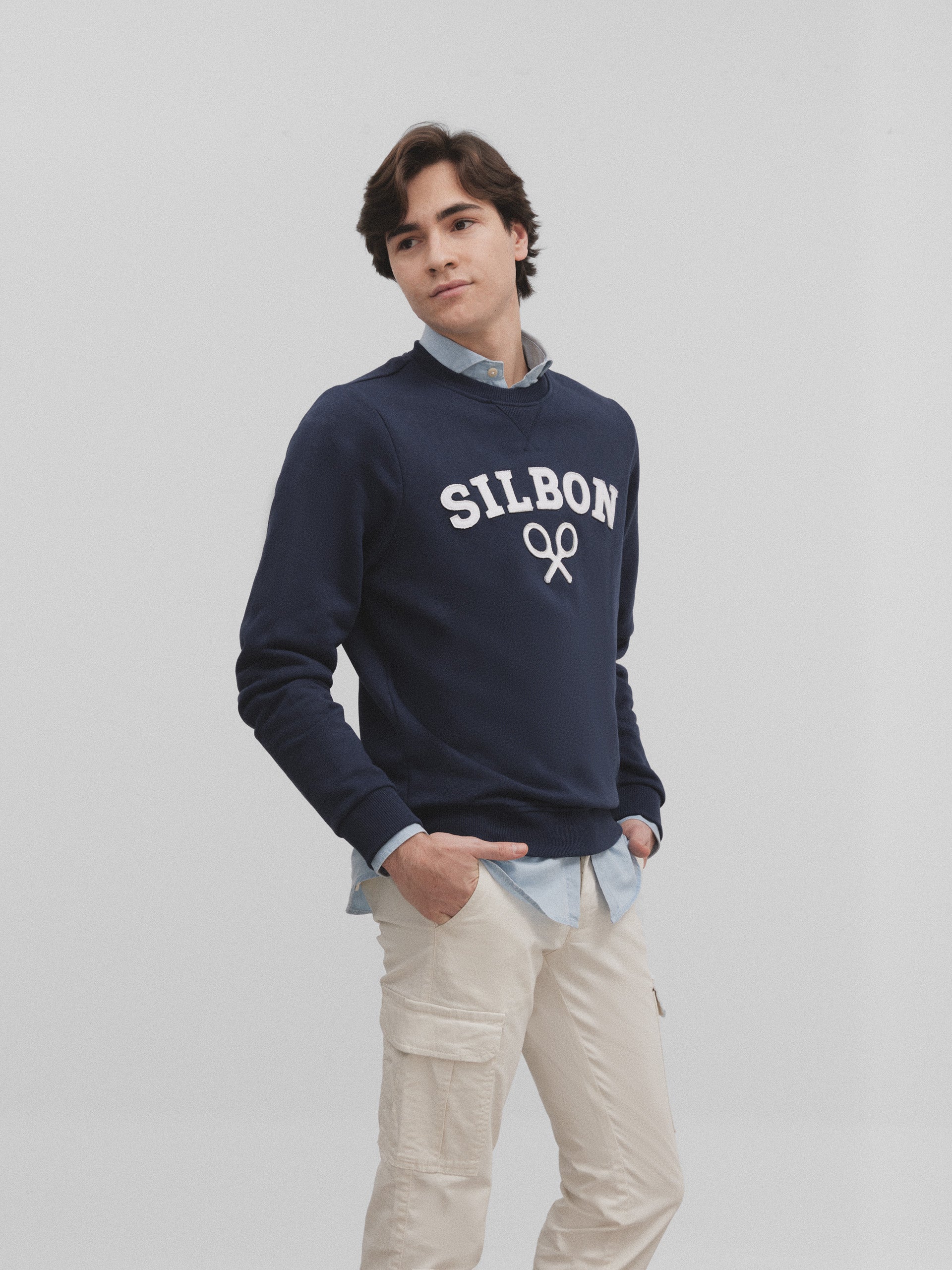Sudadera silbon raqueta media azul marino