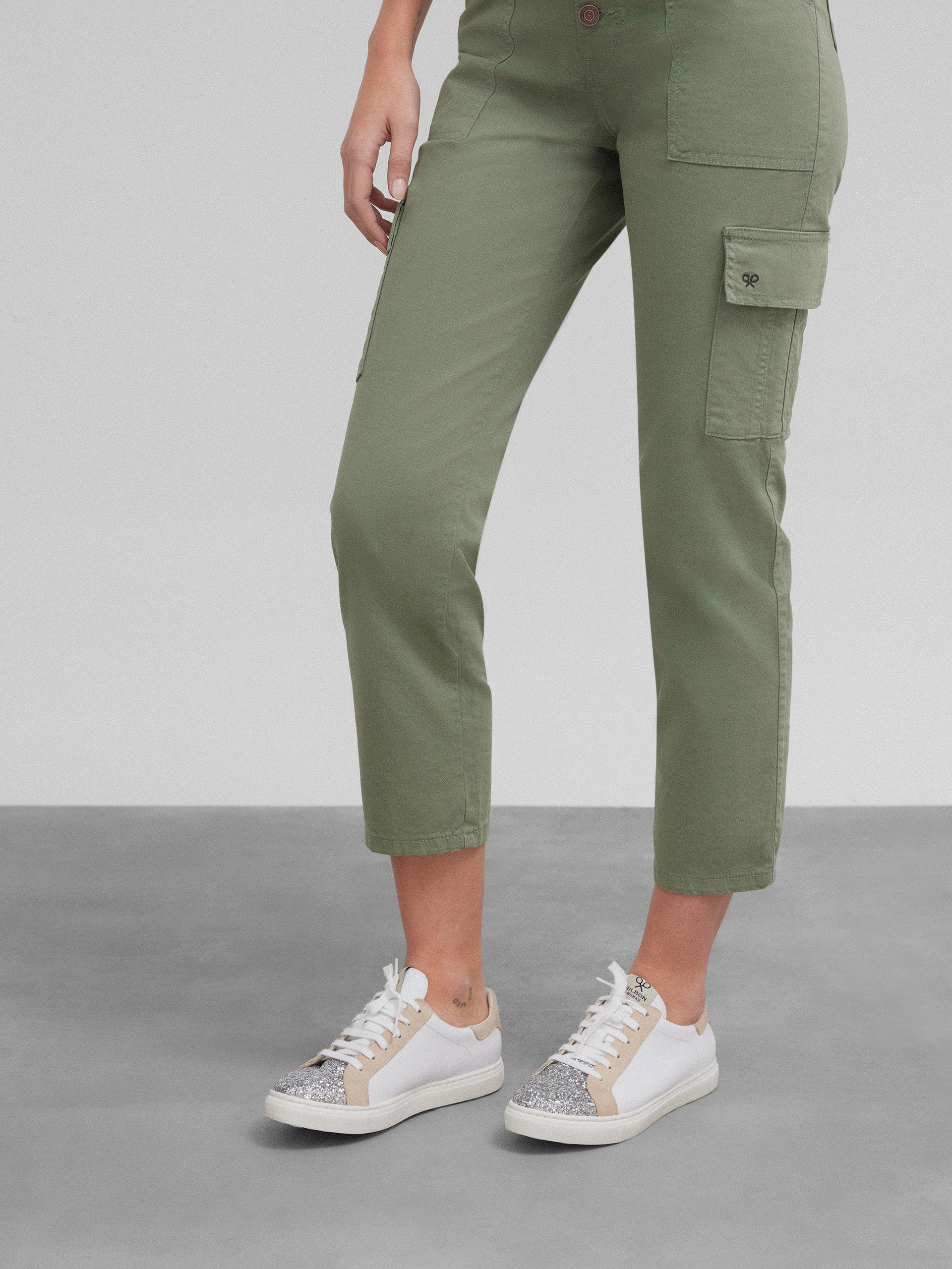 Pantalon woman denim cargo khaki
