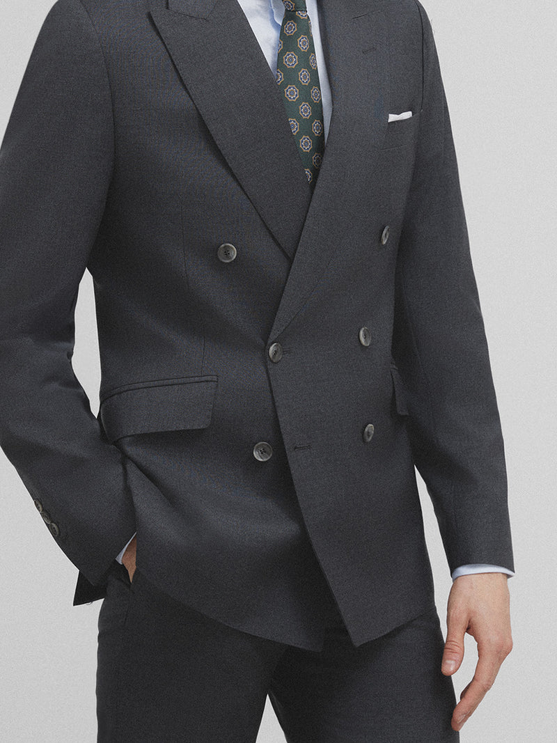 Americana traje cruzado stretch gris