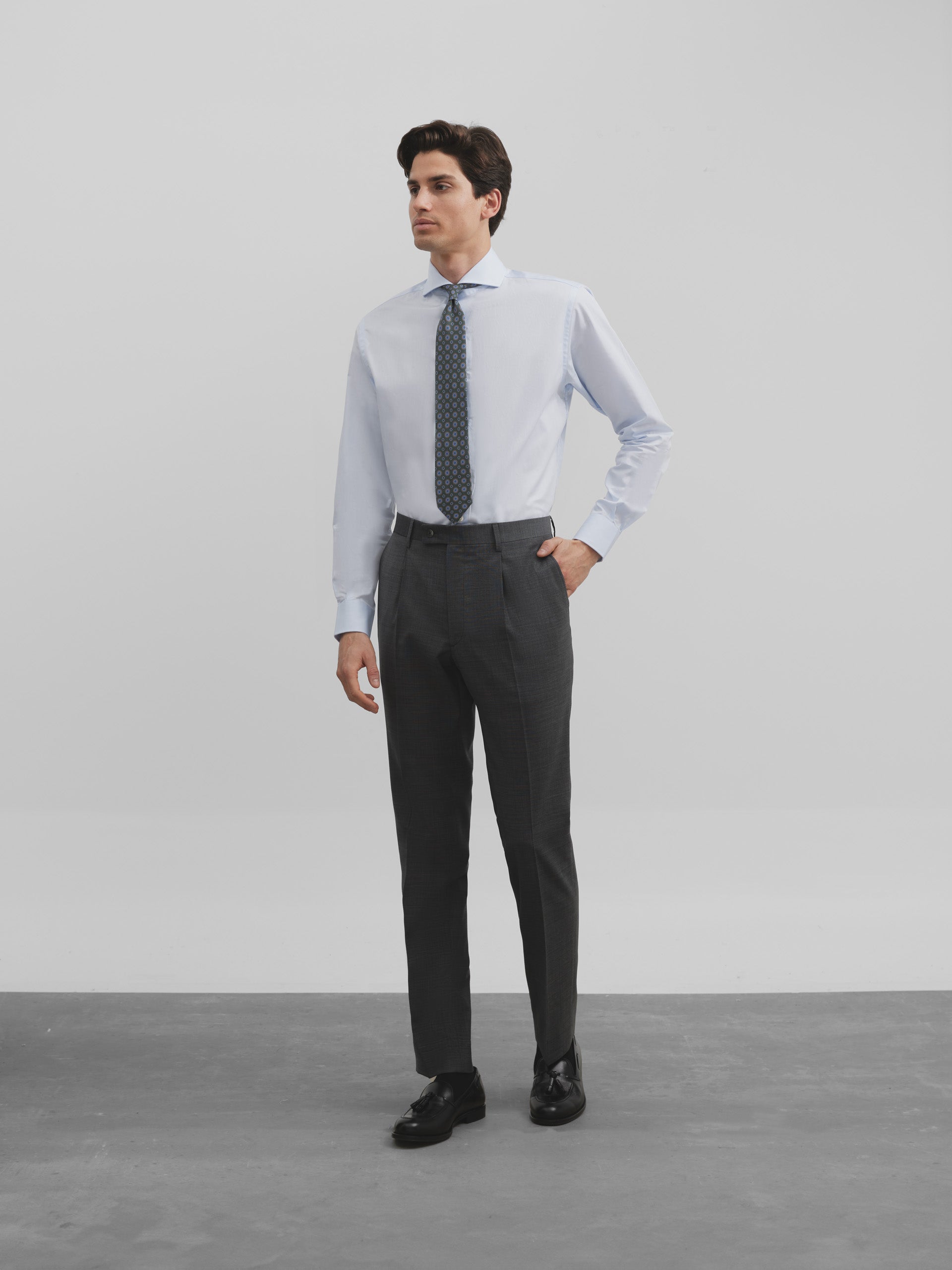 Gray fil a fil suit pants