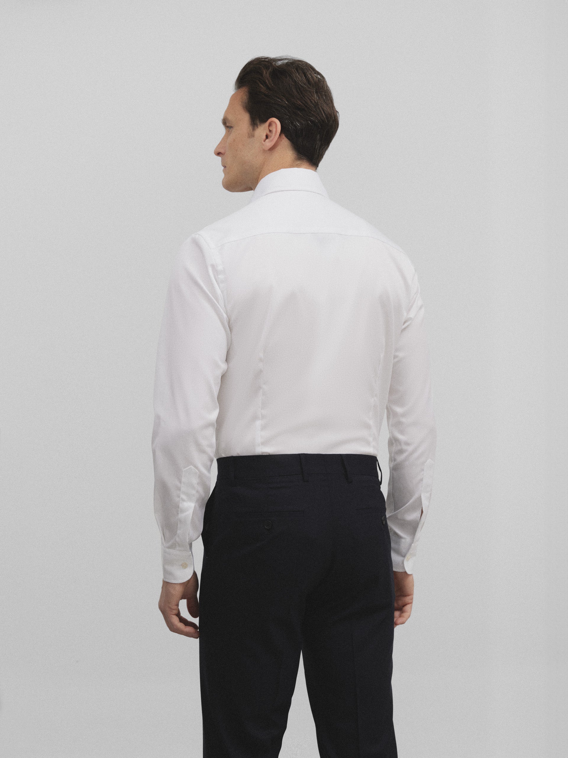 Camisa vestir blanca puño simple easy iron