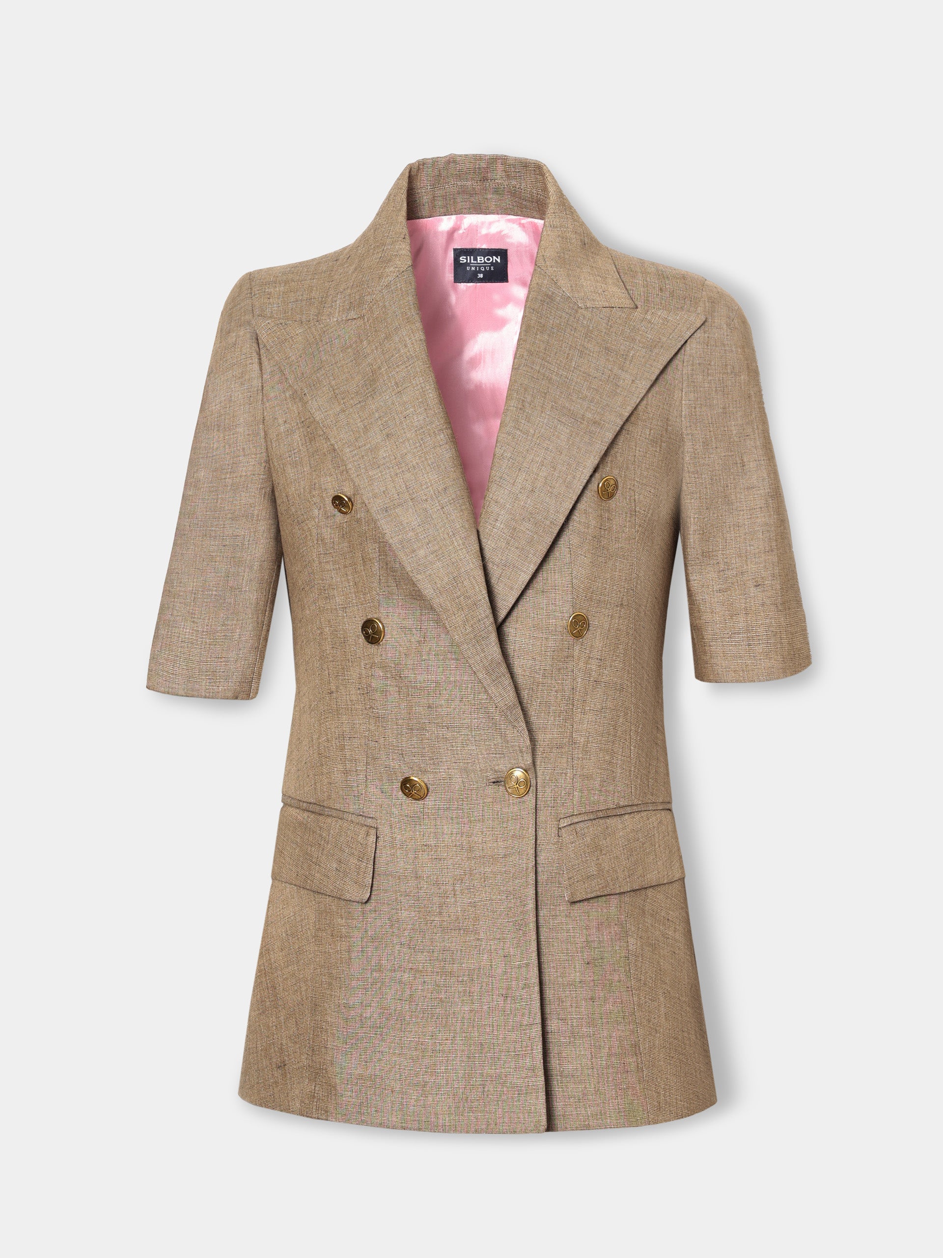 Americana woman unique lino beige medio