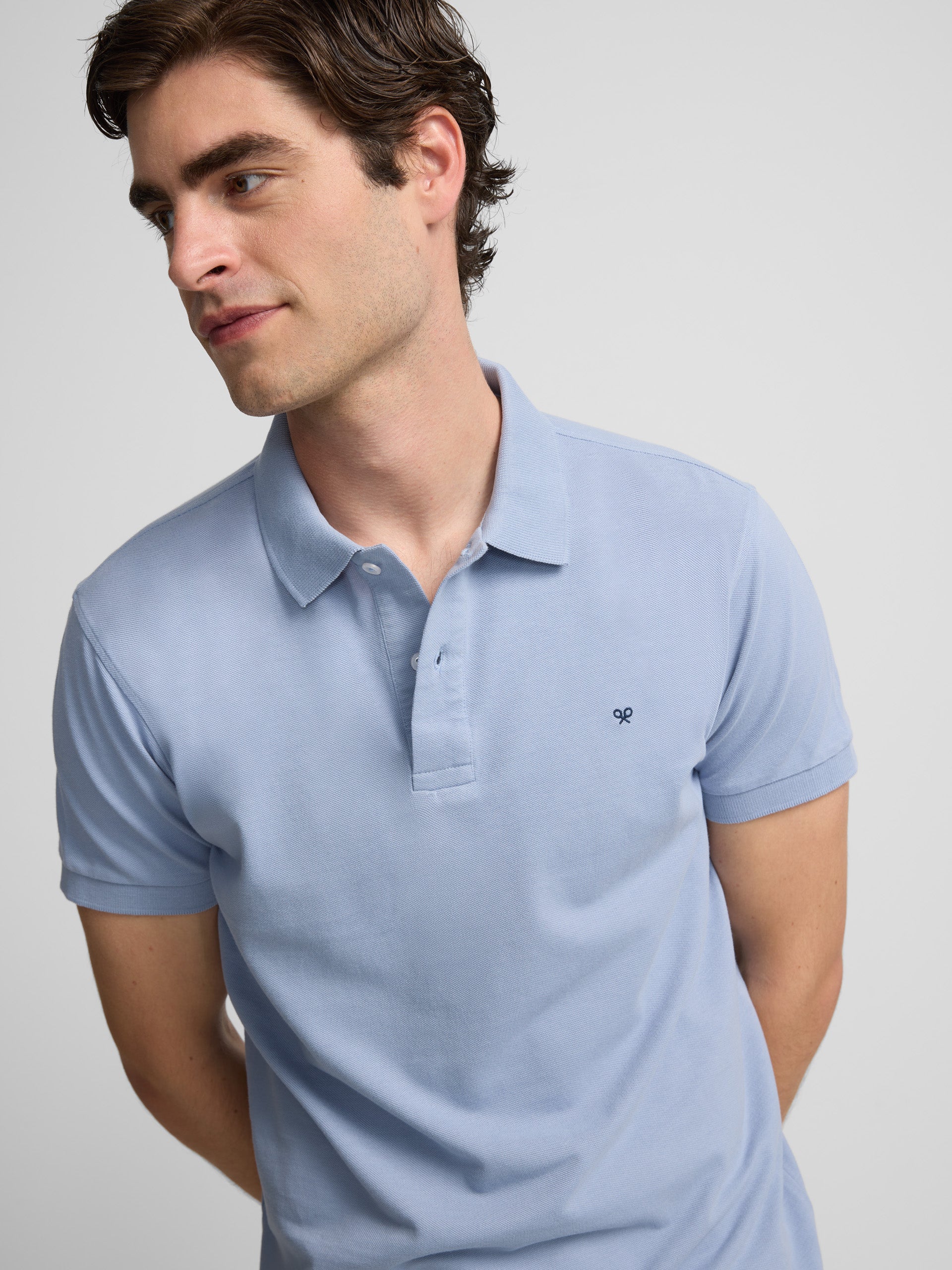 Classic plain indigo blue polo shirt