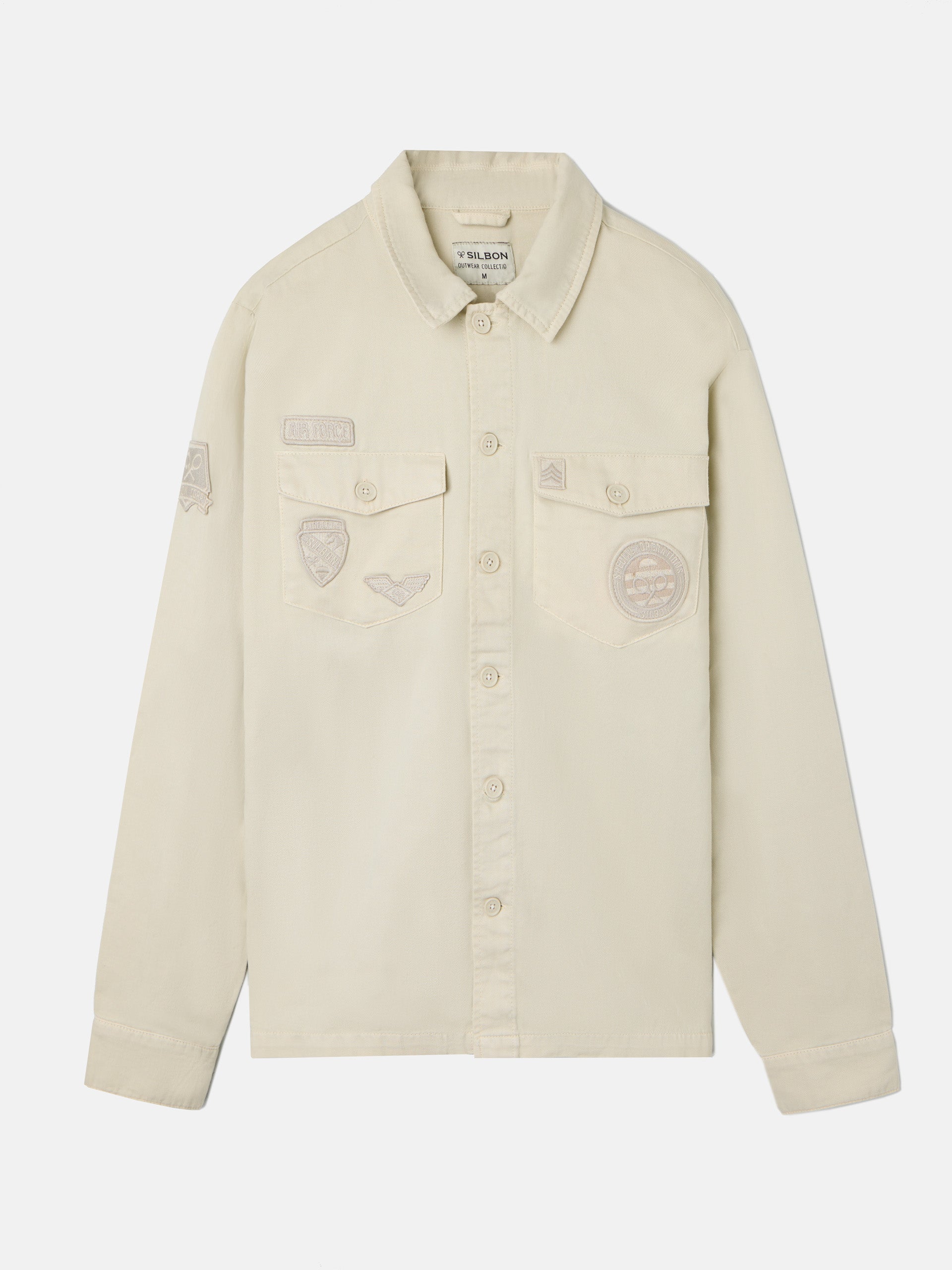 Distressed overshirt with stone patches
