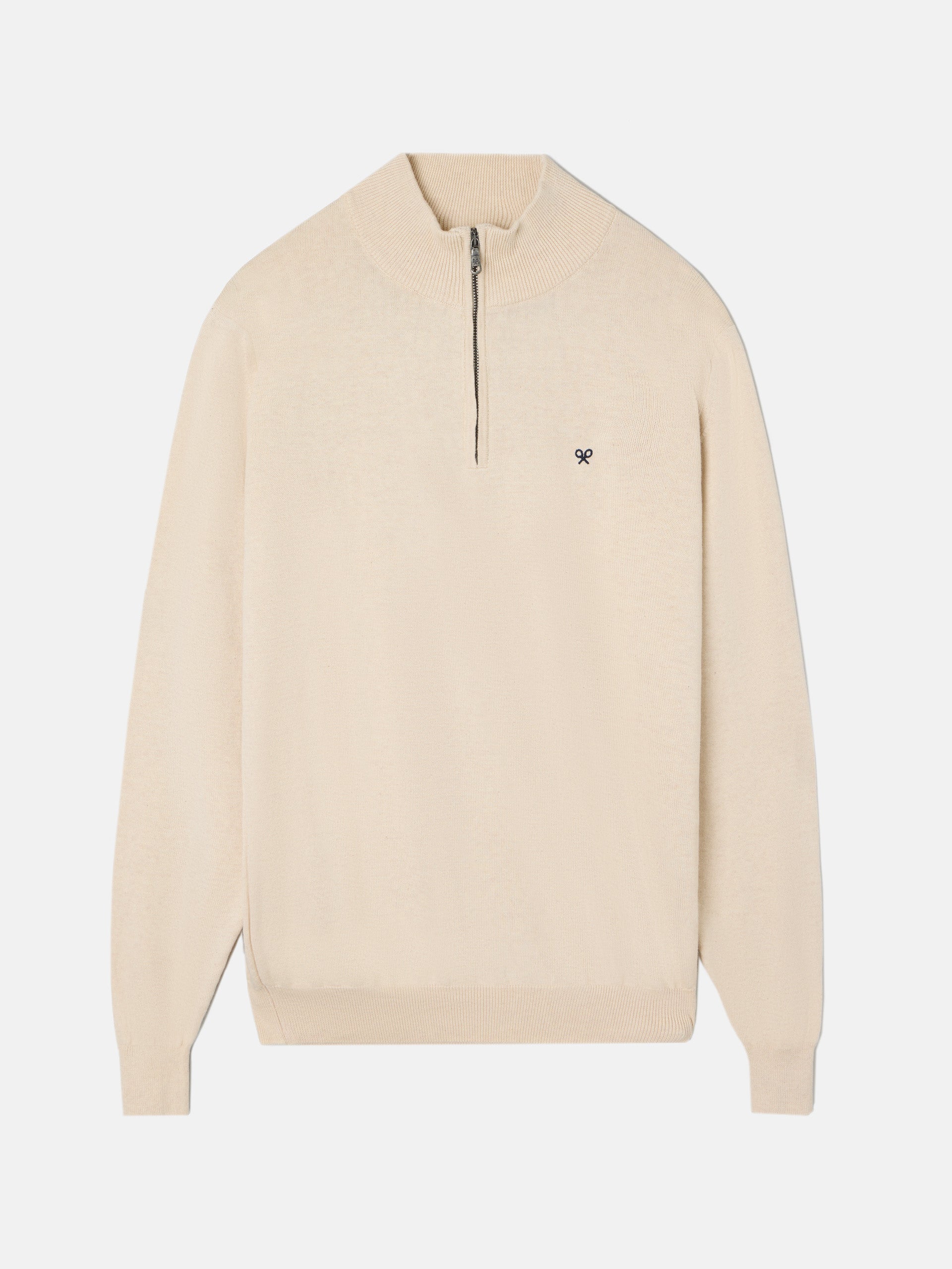 Plain beige half-zip jersey