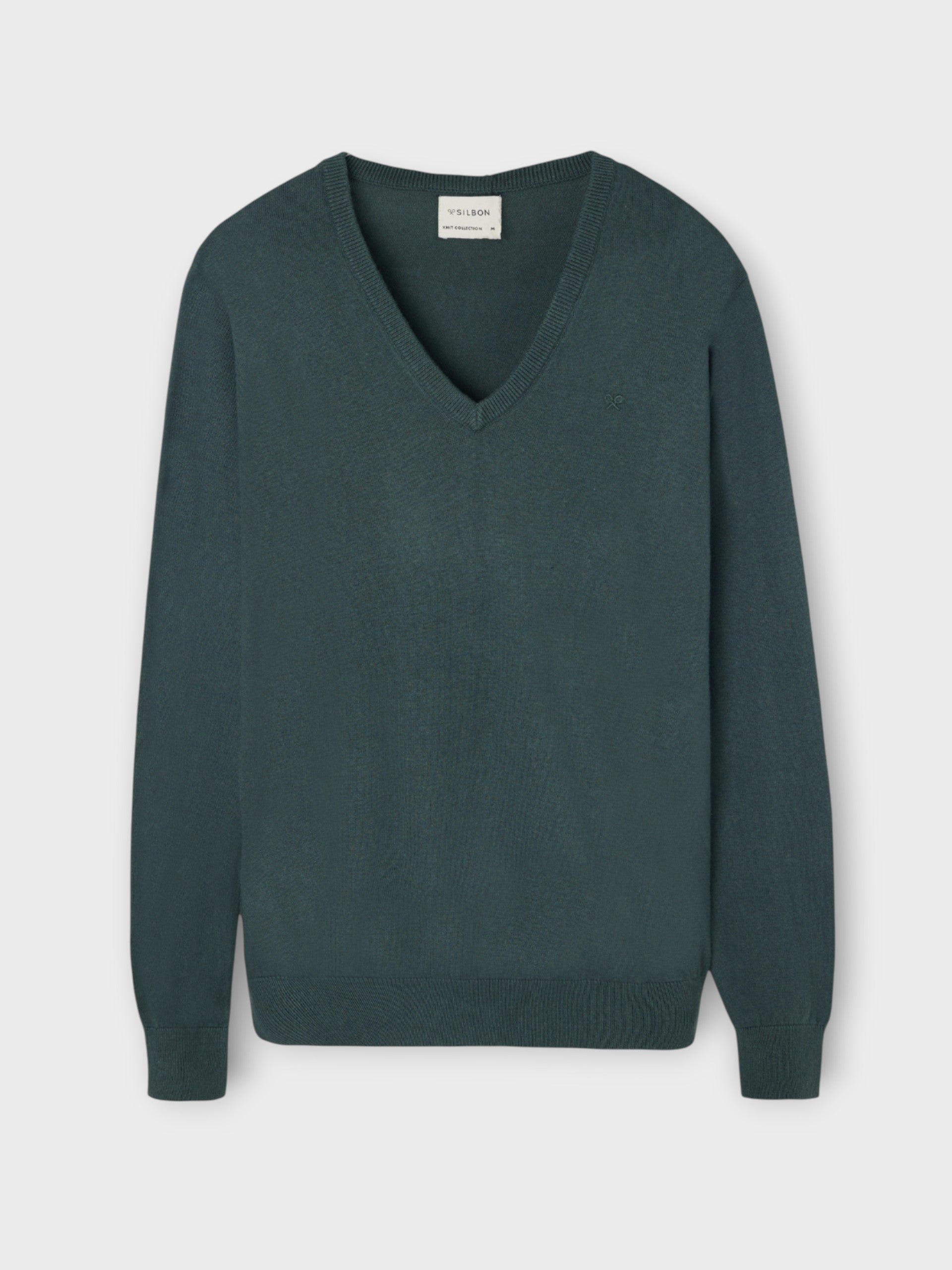 Jersey cuello pico retro verde oscuro