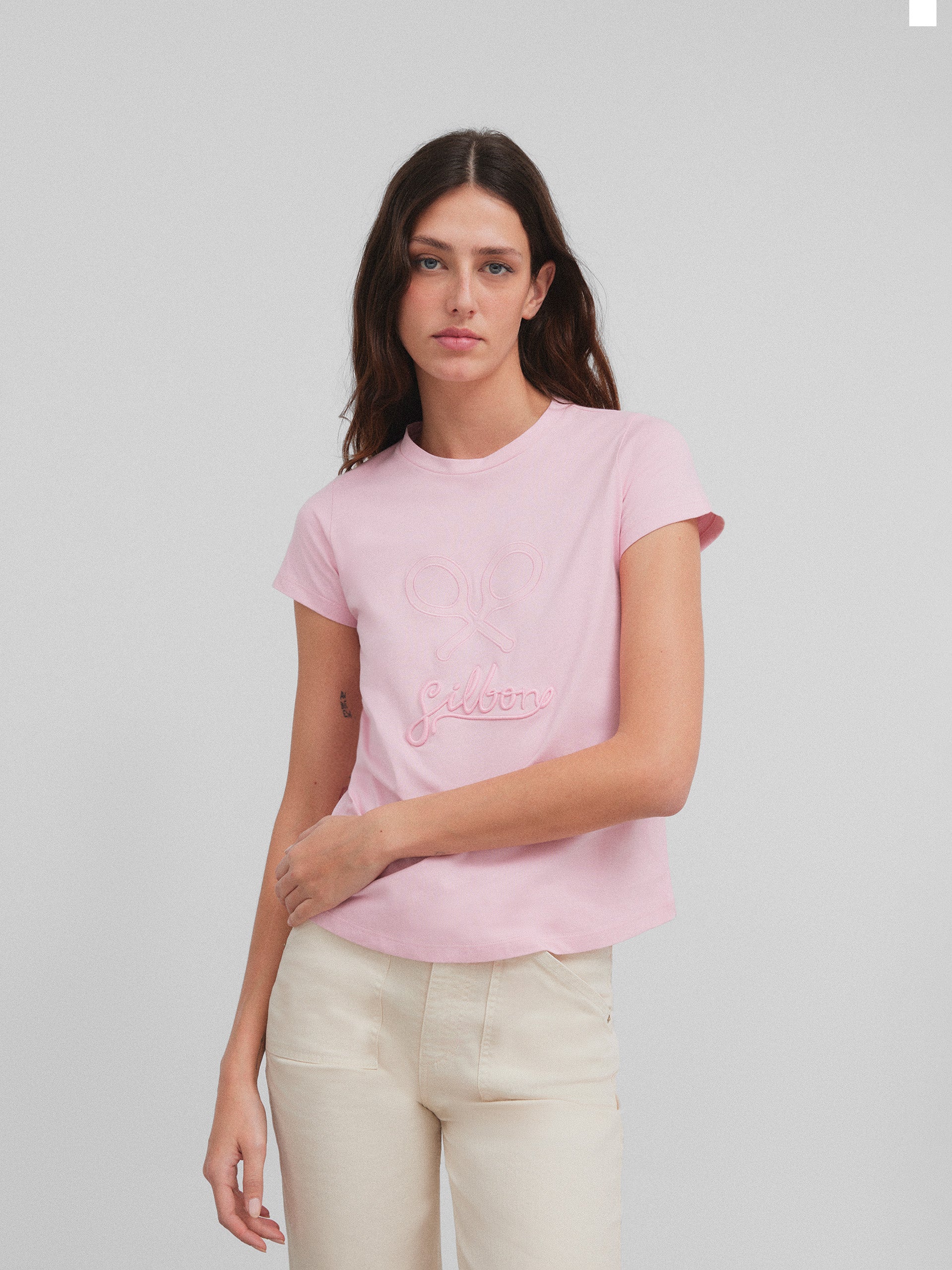 Camiseta woman clasica rosa claro