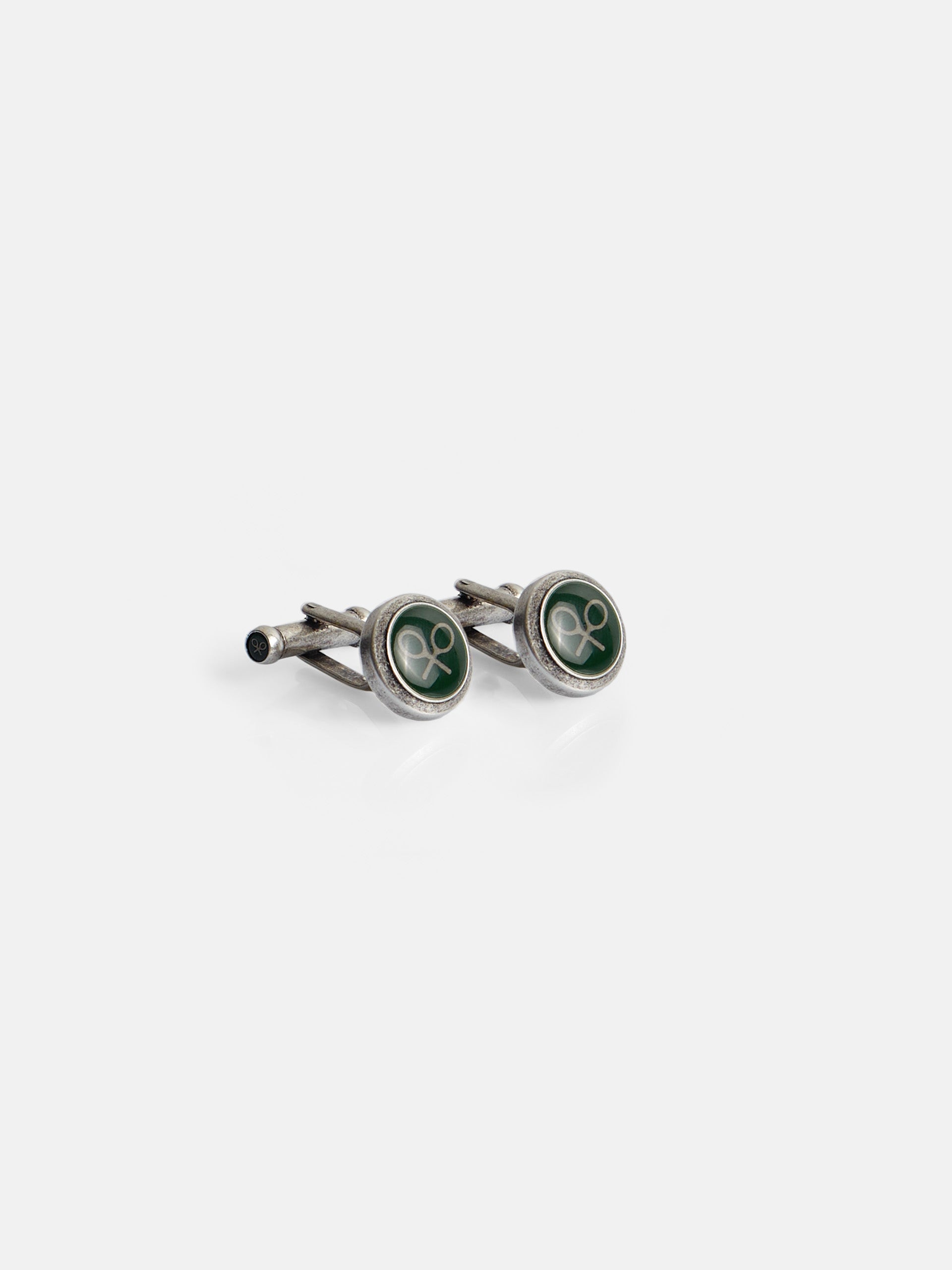 Green rackets round cufflink